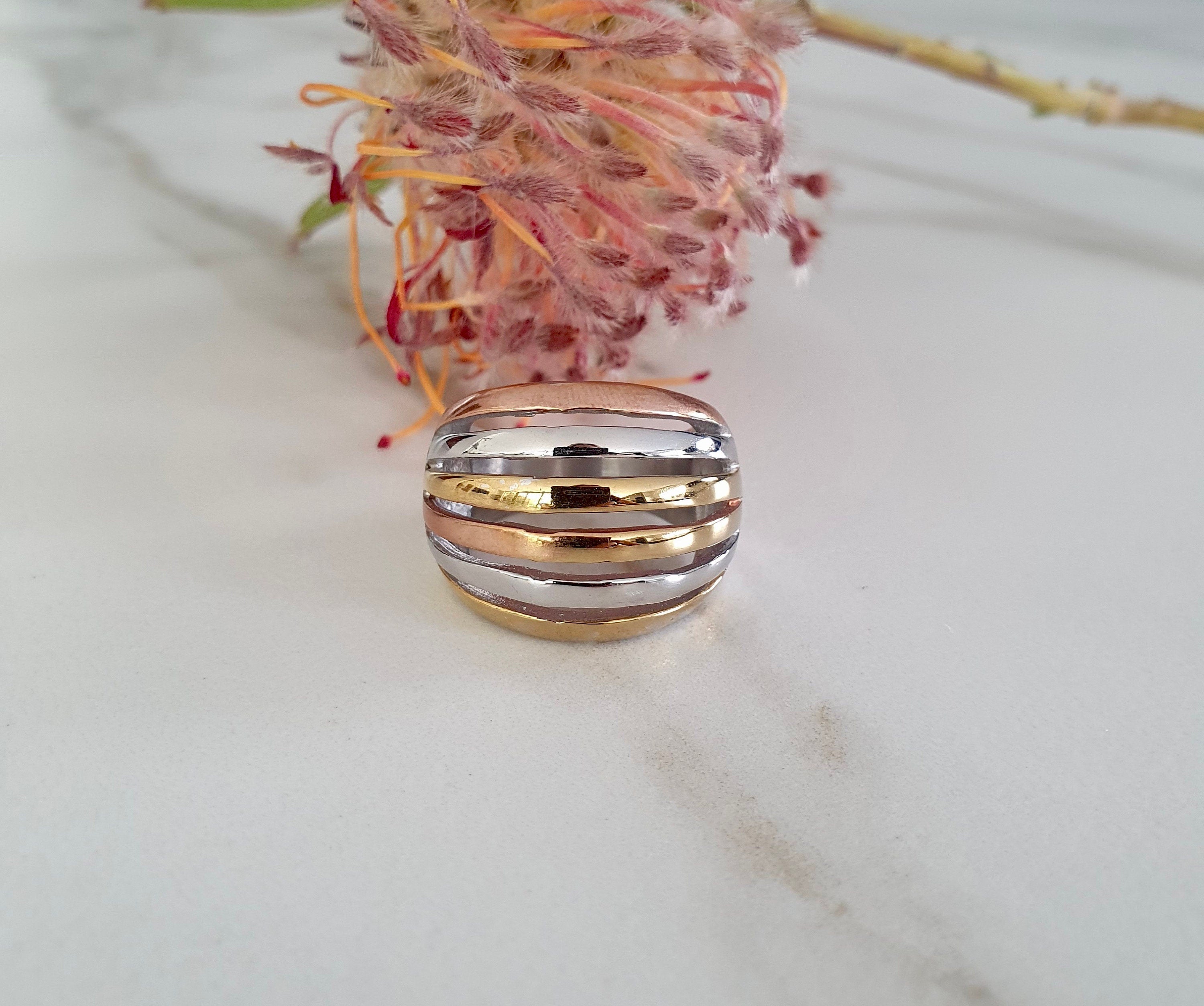 Chunky Big Ring, Tri Colour Bold Handcrafted Statement Jewellery ...